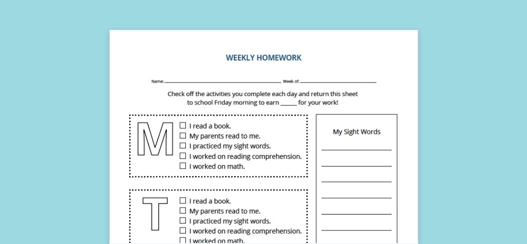 Weekly Homework | Texas SPED Support