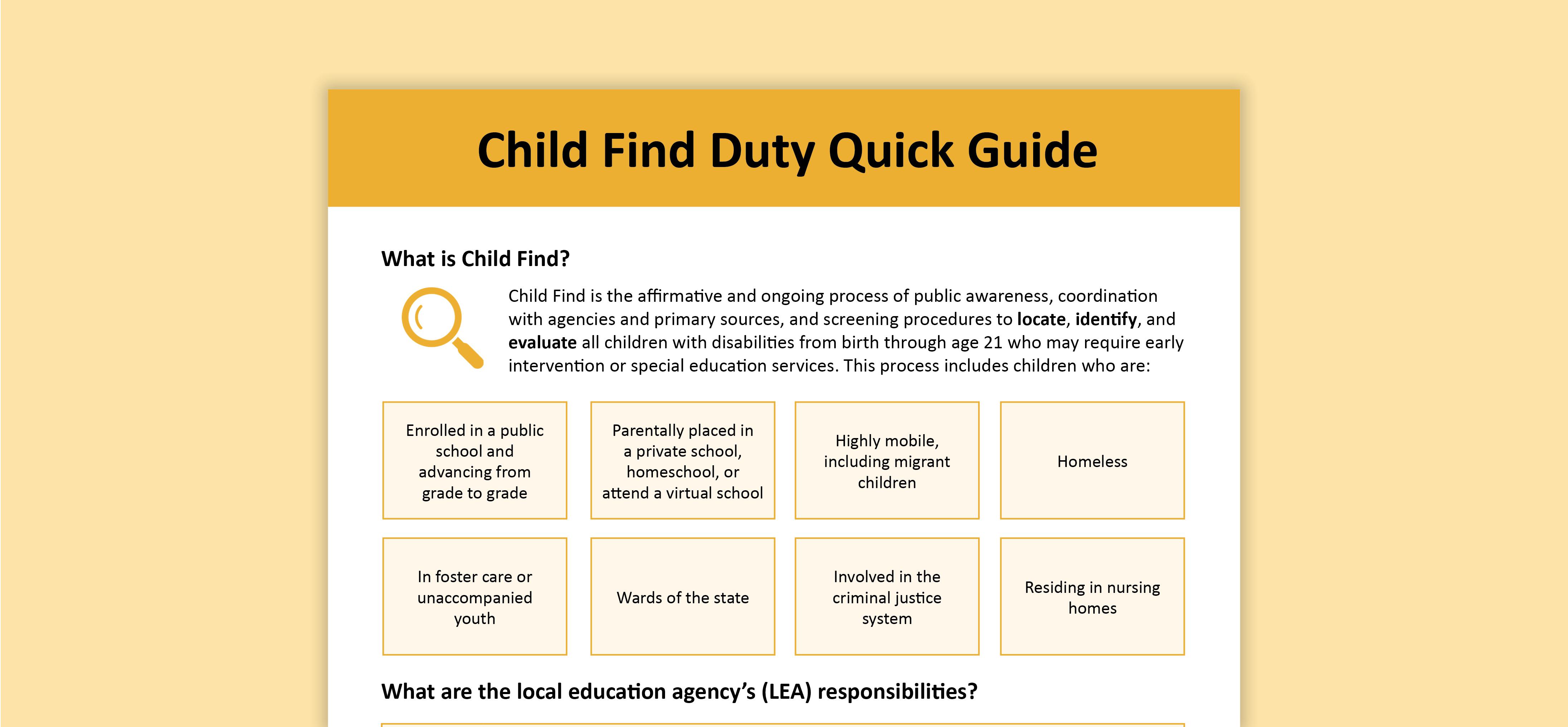 Child Find Duty Quick Guide | Texas SPED Support